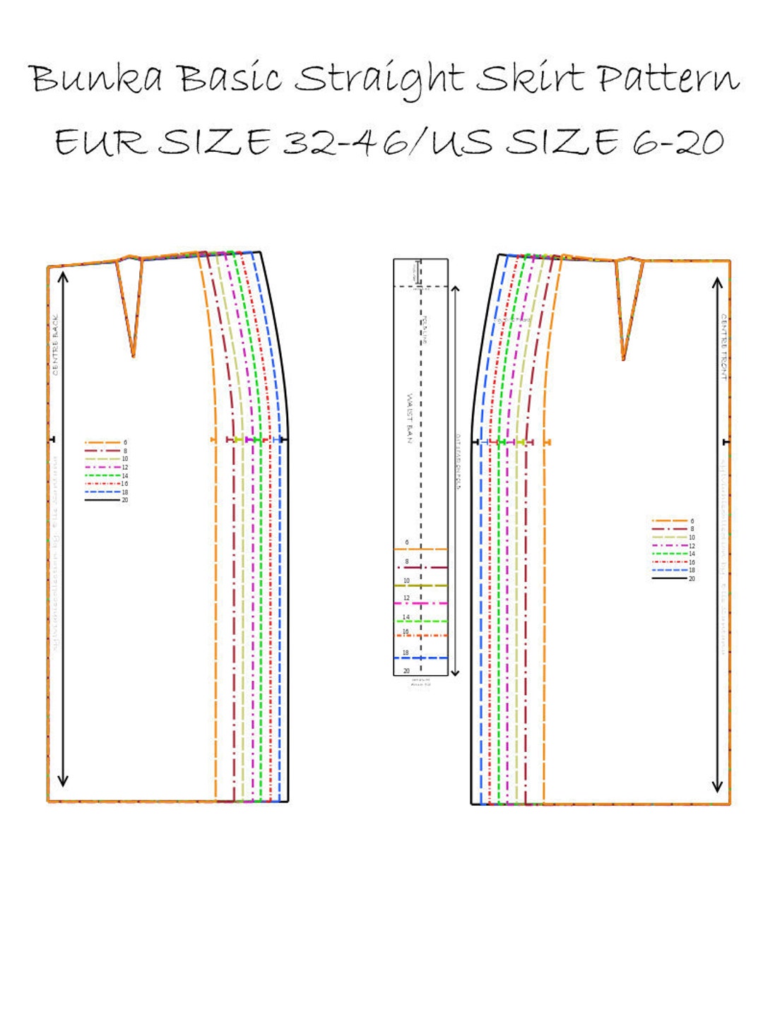 BUNKA Basic Straight Skirt Pattern - Etsy