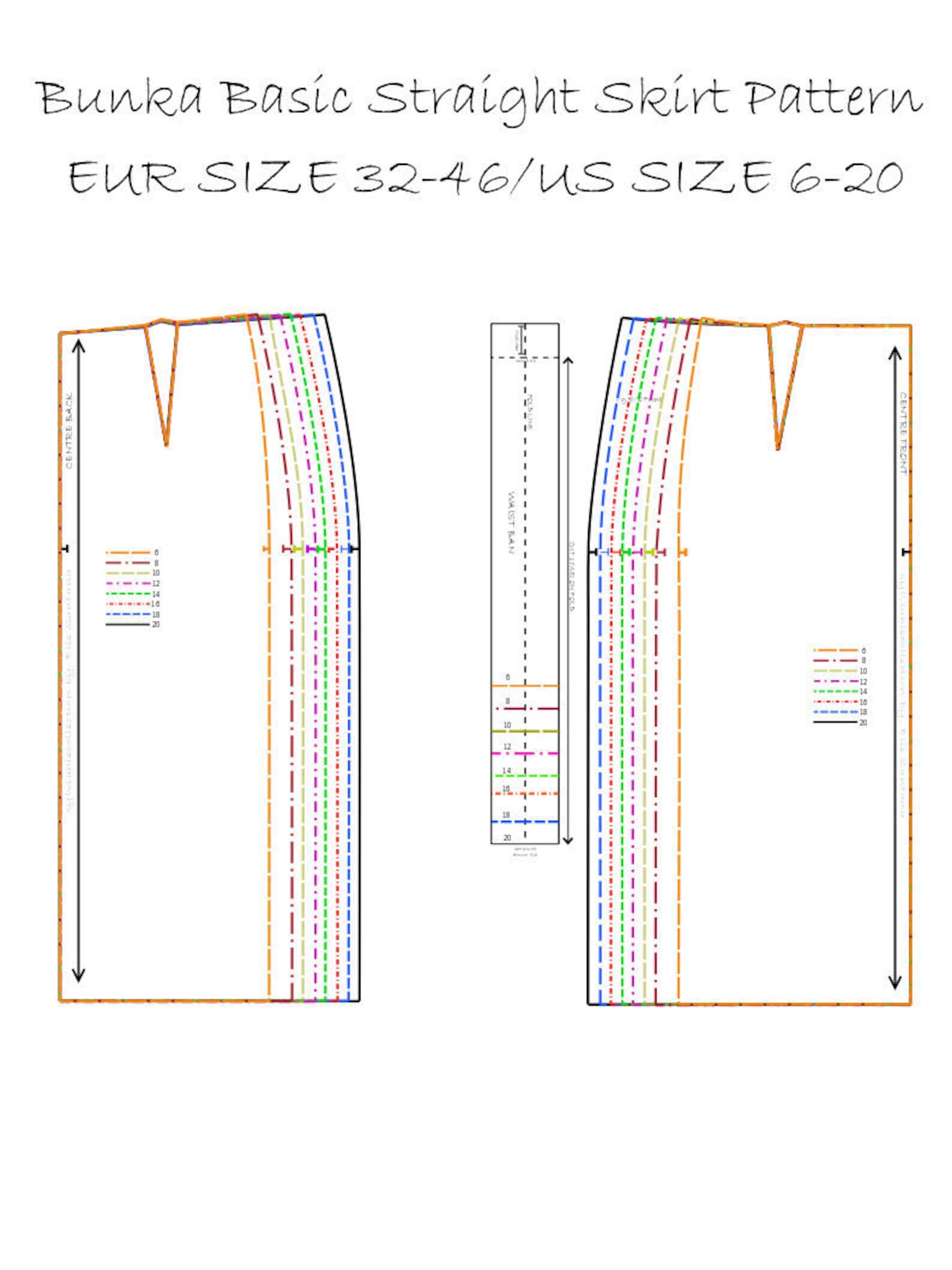 BUNKA Basic Straight Skirt Pattern - Etsy