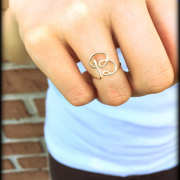 Wire Initial Ring - Etsy