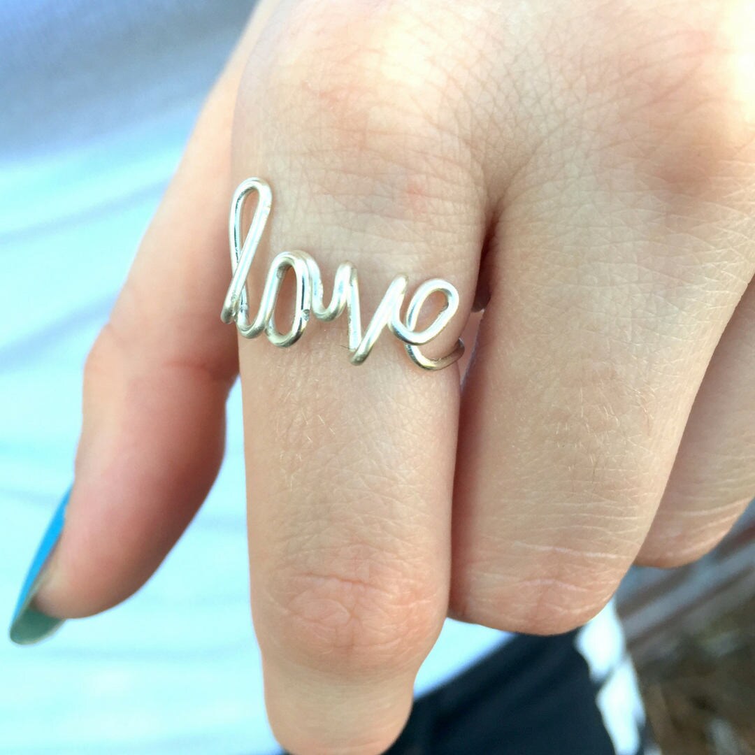 Love Ring, Word Ring, Non Adjustable Love Ring, Dainty Ring, Minimal ...