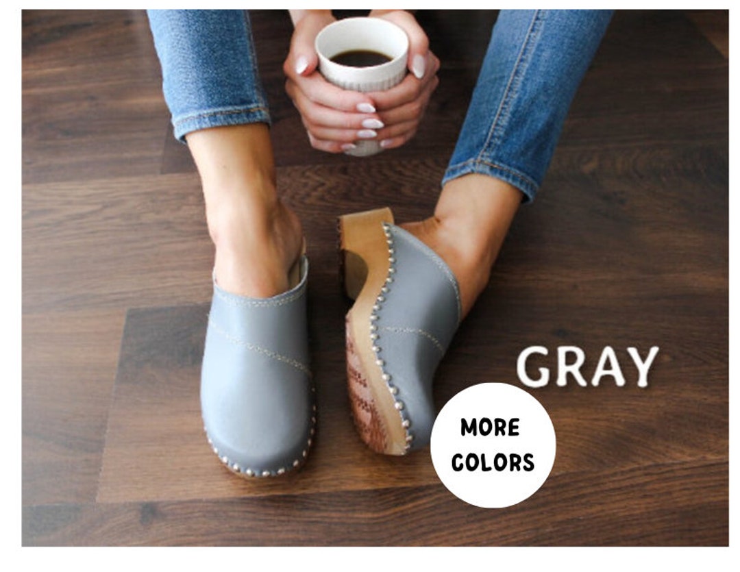 Leather Clogs With Studs Wooden Clogs Women Clogs Shoes With Studs ...