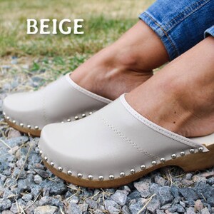 New Clogs Red Clogs for Women for Men Leather Clogs Low Heel Clogs Wide ...