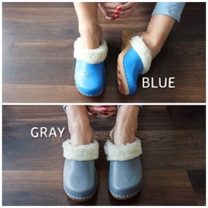 Clogs With Fur Shoes With Fur Red Clogs Warm Clogs for Women Winter ...