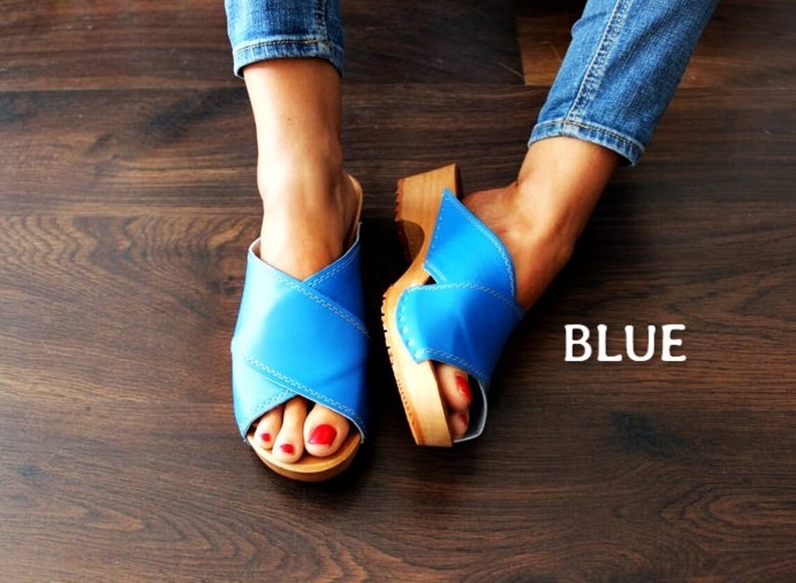 Swedish Sandals Wooden Sandals Leather Sandals Black Shoes | Etsy