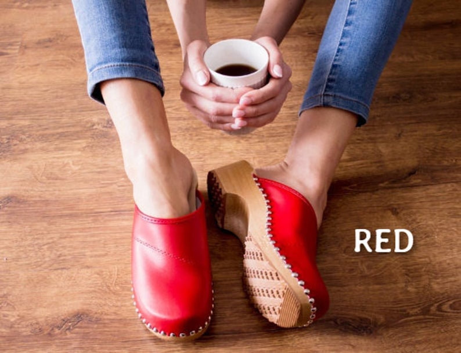 New Clogs Red Clogs for Women for Men Leather Clogs Low Heel - Etsy