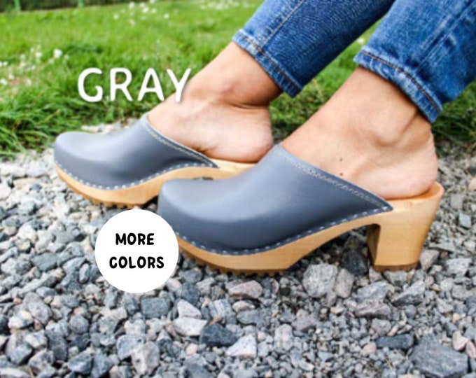Wood Clogs for Women High Heel Sandals Wood Sole Shoes Wooden Platform ...