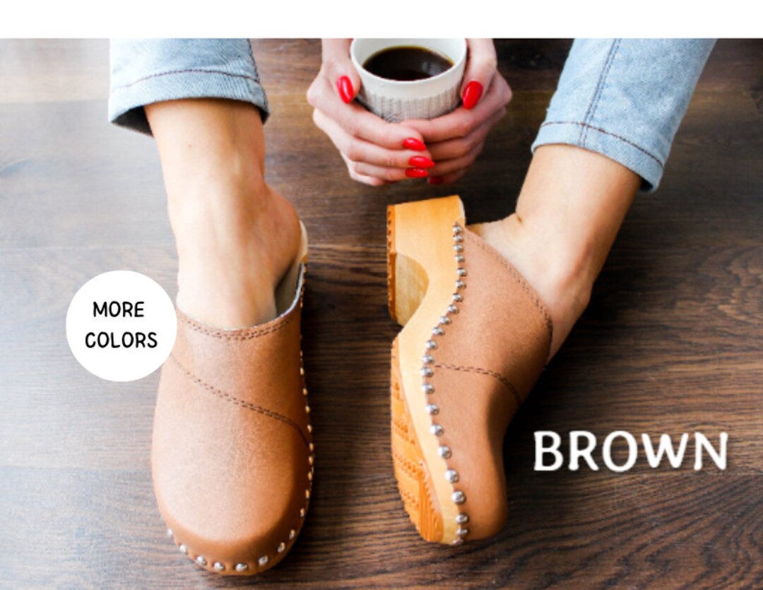 Leather Clogs With Studs Wooden Clogs Women Clogs Shoes With Studs ...