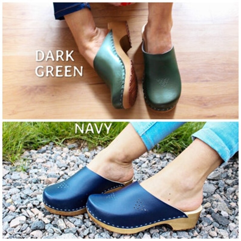 Leather Shoes With Wooden Sole Clogs for Women Open Back Shoes - Etsy