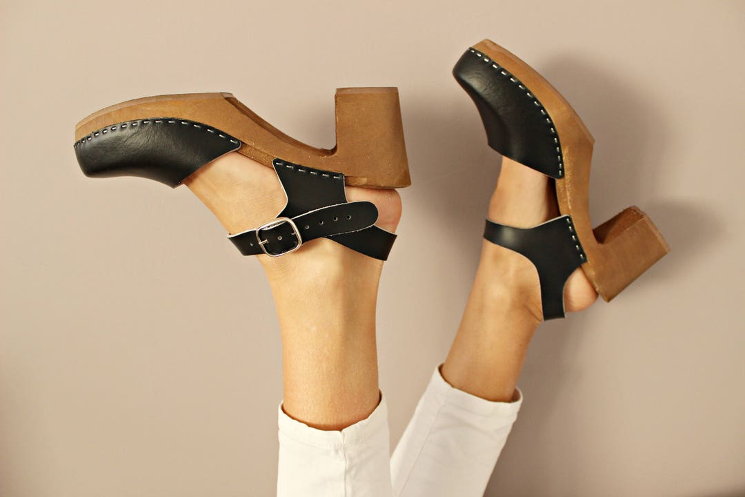 Clogs Shoes Wooden Sandals Shoes With Wooden Platform High Heel Sandals ...