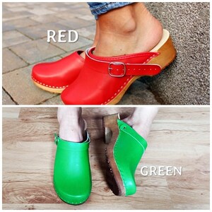 Leather Shoes Leather Clogs Handmade Clogs Womens Mule Wood Boots ...