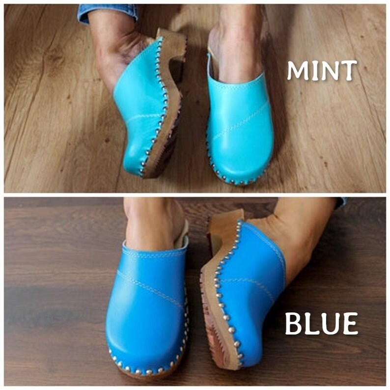 New Clogs for Women Leather Clogs Shoes With Wooden Sole Shoes - Etsy