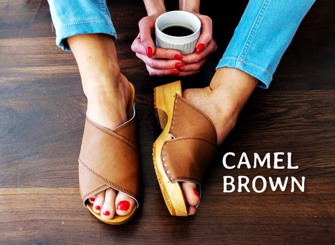 Swedish Sandals Wooden Sandals Leather Sandals Black Shoes - Etsy