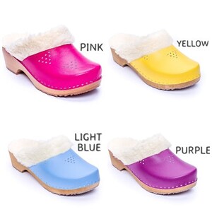 Clogs With Fur Shoes With Fur Red Clogs Warm Clogs for Women Winter ...