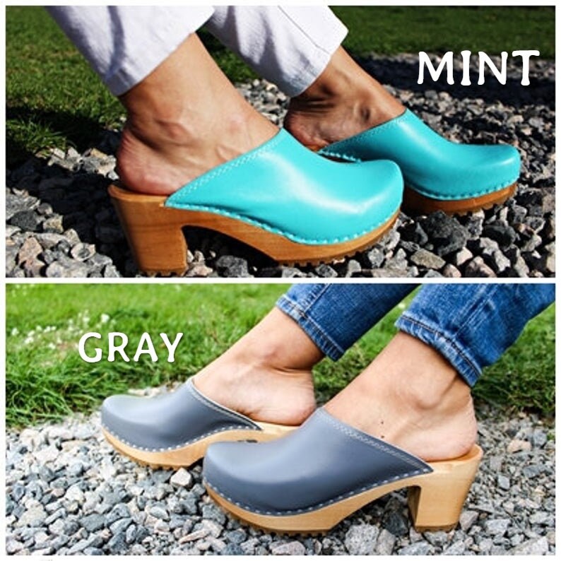 Leather Clogs Sandals Wooden Clogs Swedish Clogs Handmade - Etsy