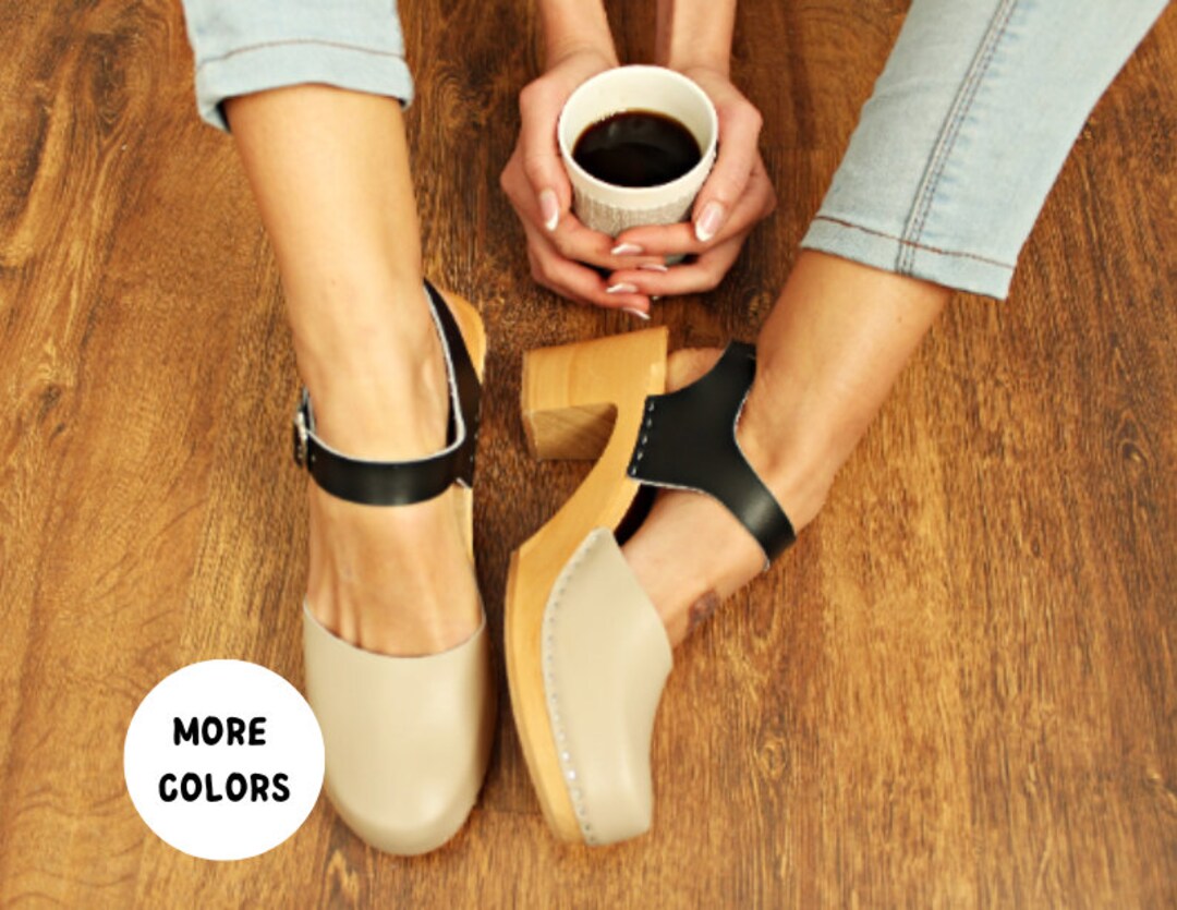 New Women Clogs Clogs With High Heel With Wooden Heel Clogs With Wooden ...