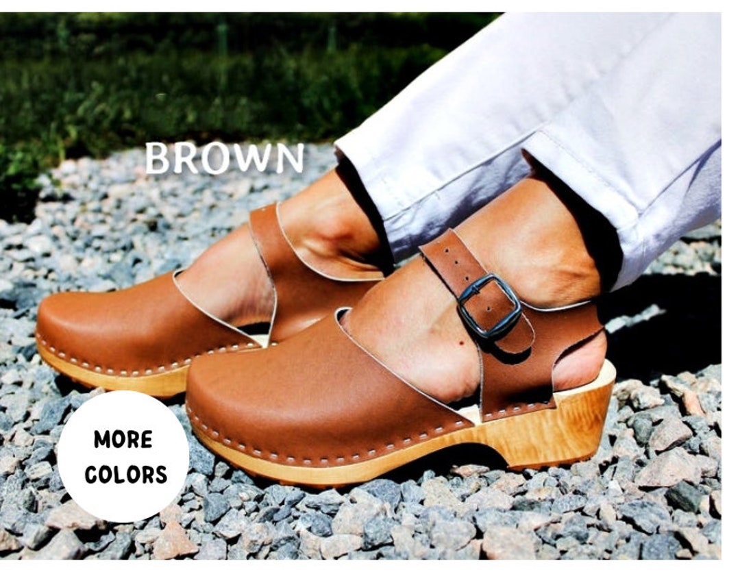 Clogs With Strap Sandals Wooden Clogs Leather Sandals Women Clogs With ...