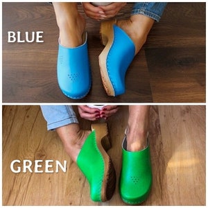 Leather Shoes With Wooden Sole Clogs for Women Open Back Shoes Shoes ...