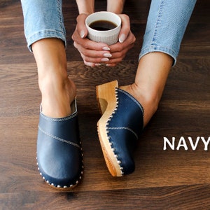 Leather Clogs With Studs Wooden Clogs Women Clogs Shoes With Studs ...