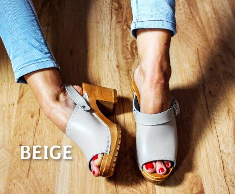 New Wooden Shoes Clogs With Wooden Sole Leather Sandals Women - Etsy