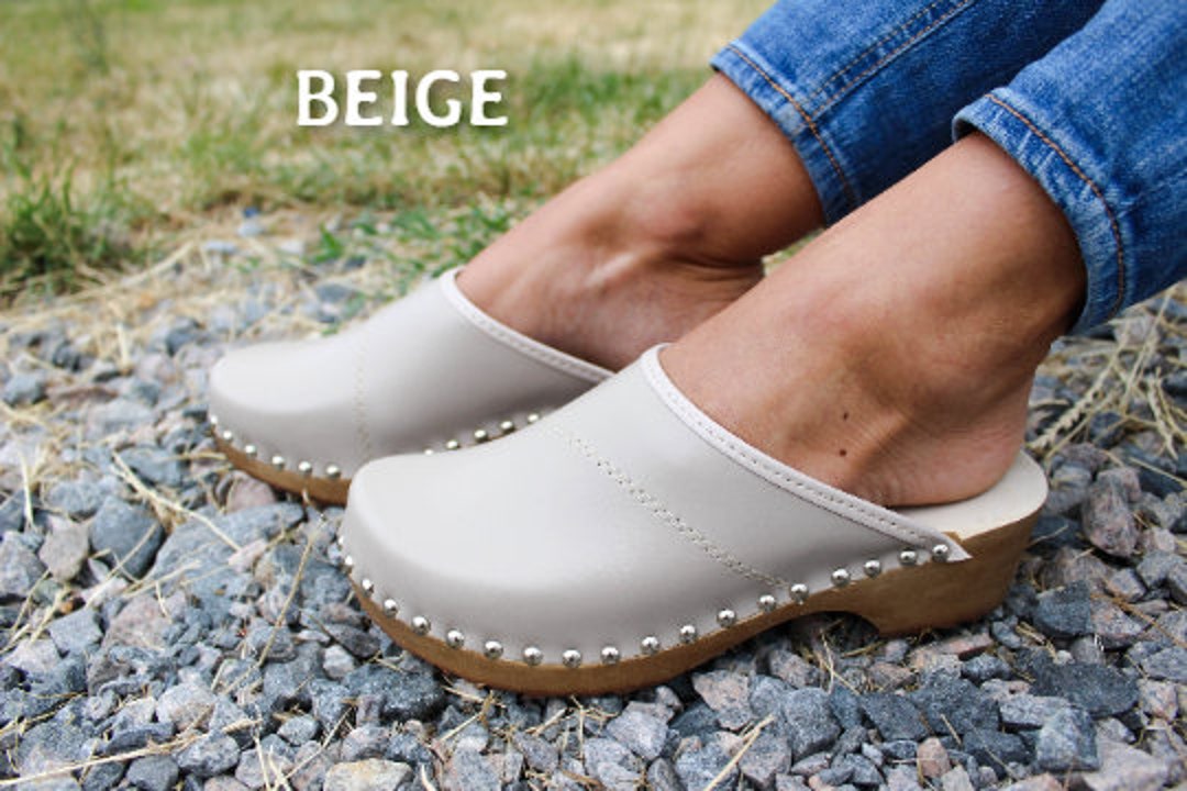 New Clogs for Women Leather Clogs Shoes With Wooden Sole Shoes With ...