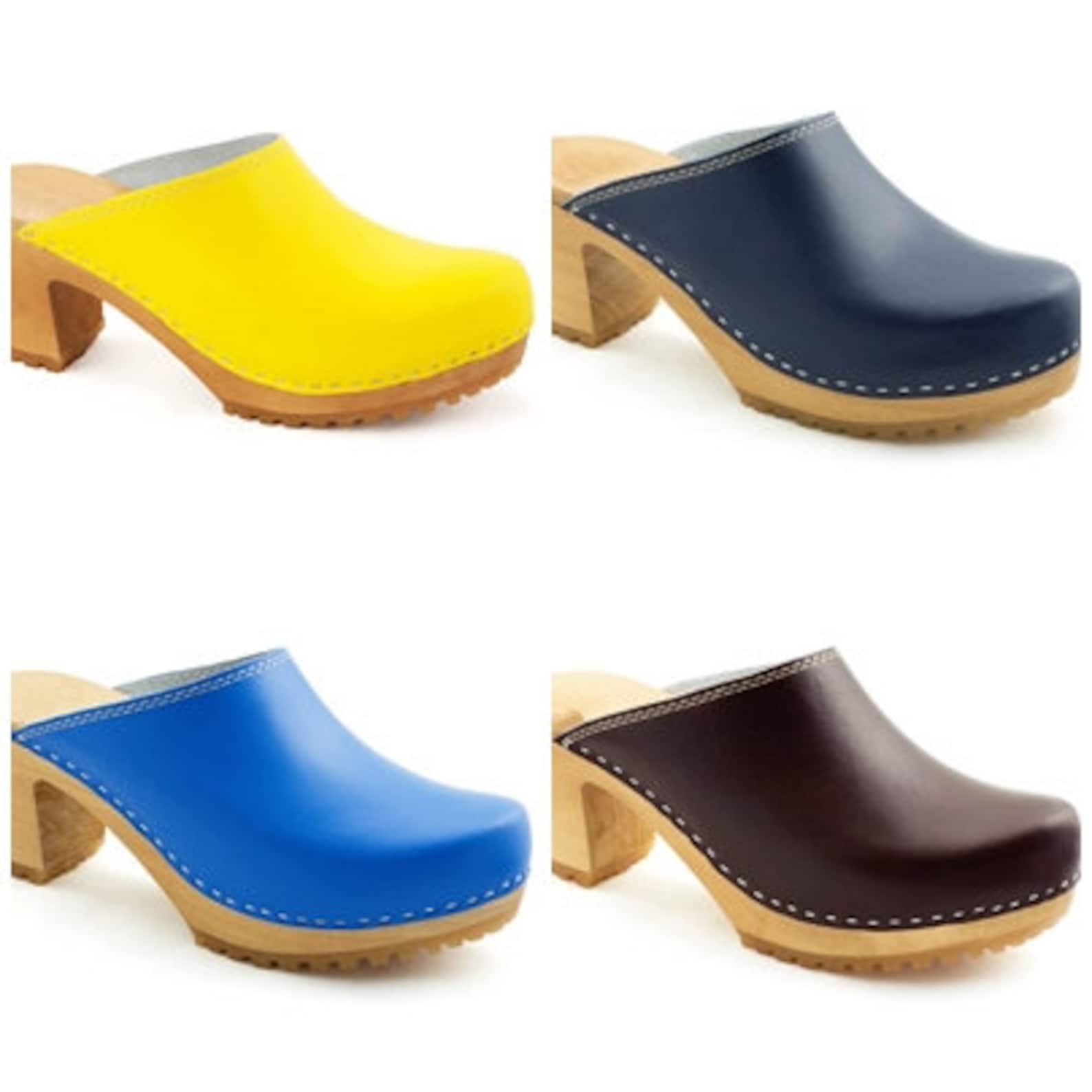 Leather clogs sandals Wooden clogs swedish clogs Handmade | Etsy