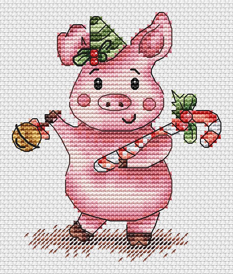Christmas Pigs Counted Cross Stitch Pattern PDF Cute Piggy | Etsy