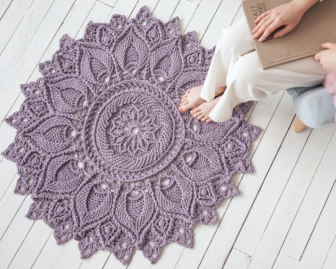 Round Floor Rug Circle Mandala Rug Crocheted Decorative Area Rug Carpet ...