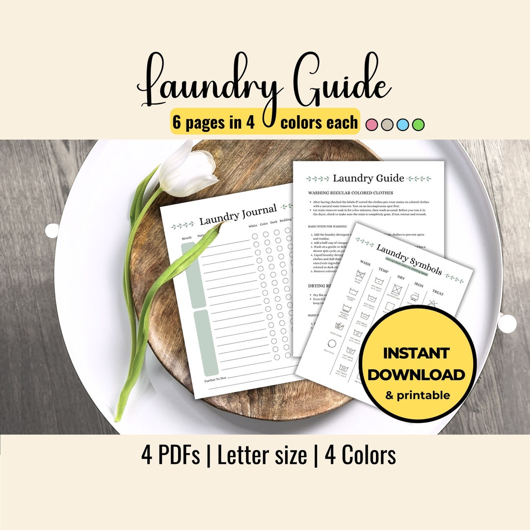 LAUNDRY PLANNER Printable Wash & Dry Instructions, Washing Guide, Care ...