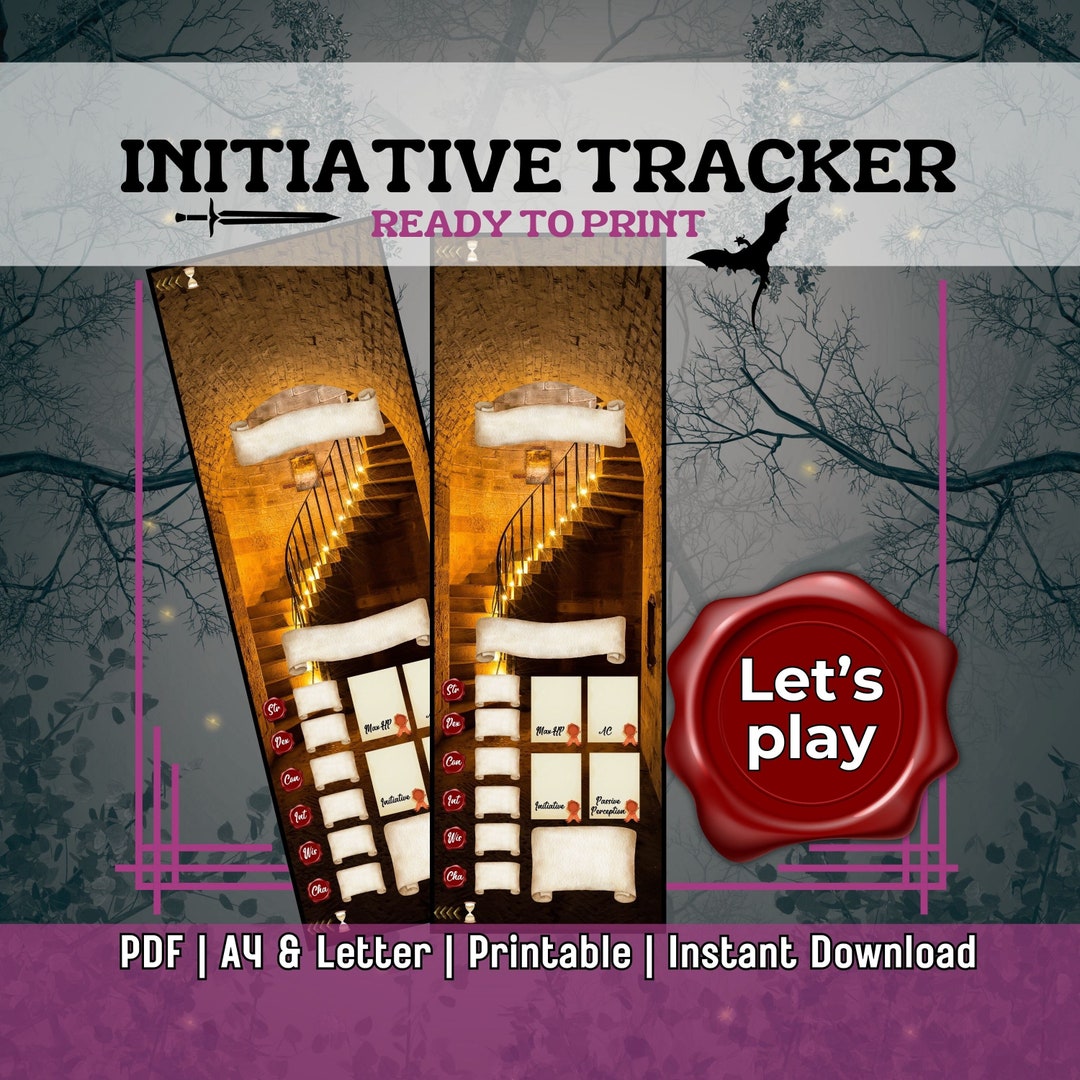 INITIATIVE TRACKER Printable Character Sheet Tent Cards Dungeons ...