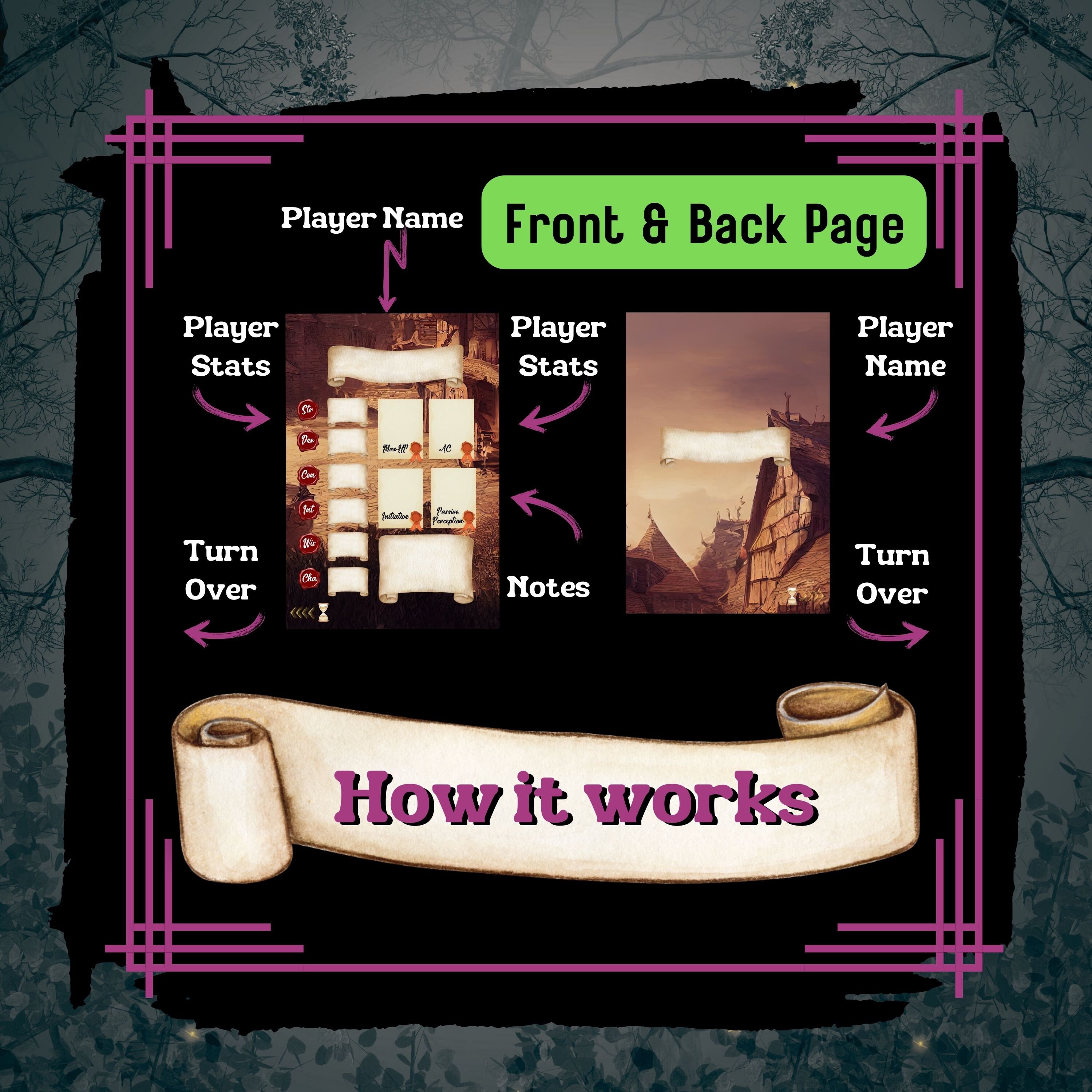 INITIATIVE TRACKER Printable Character Sheet Tent Cards Dungeons ...