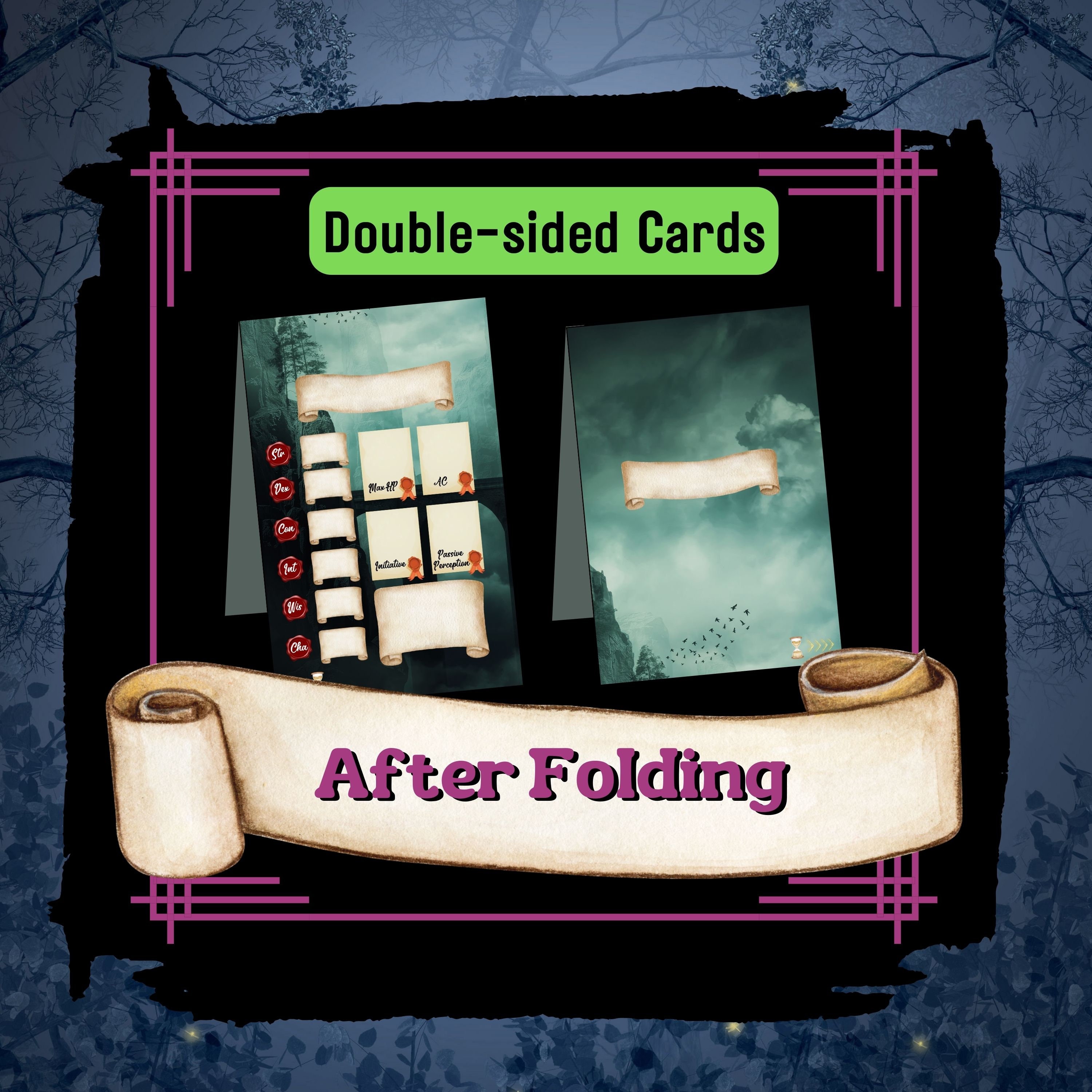 INITIATIVE TRACKER Printable Character Sheet Tent Cards Dungeons ...