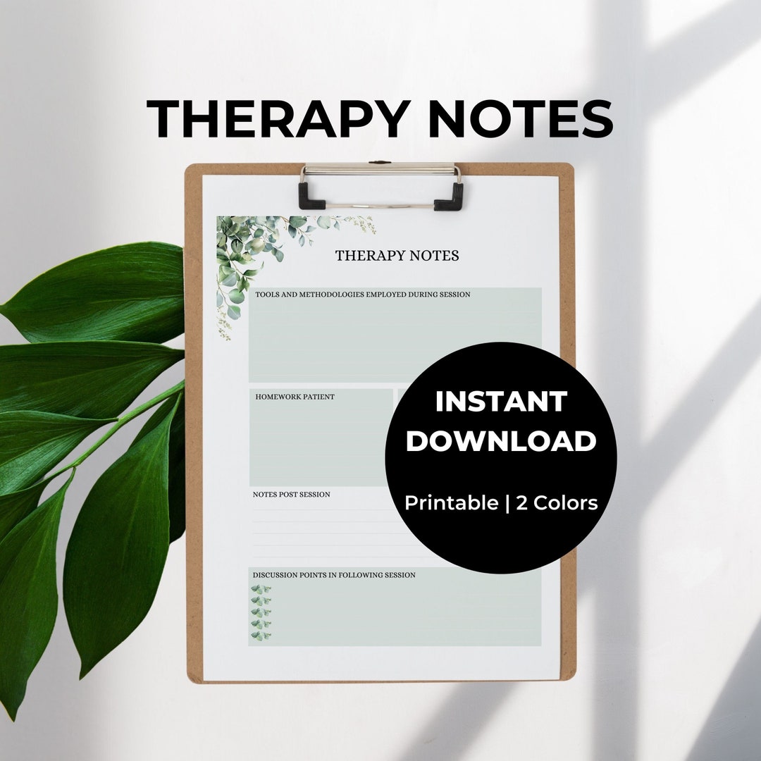 Therapy Notes Template Sheets, Printable Therapist Note Worksheet ...