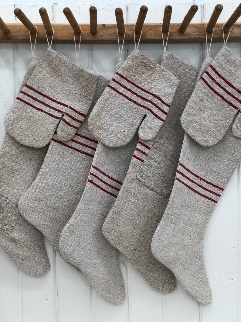 Antique Grainsack Stocking, Primitive, Farmhouse, Christmas, One of a ...