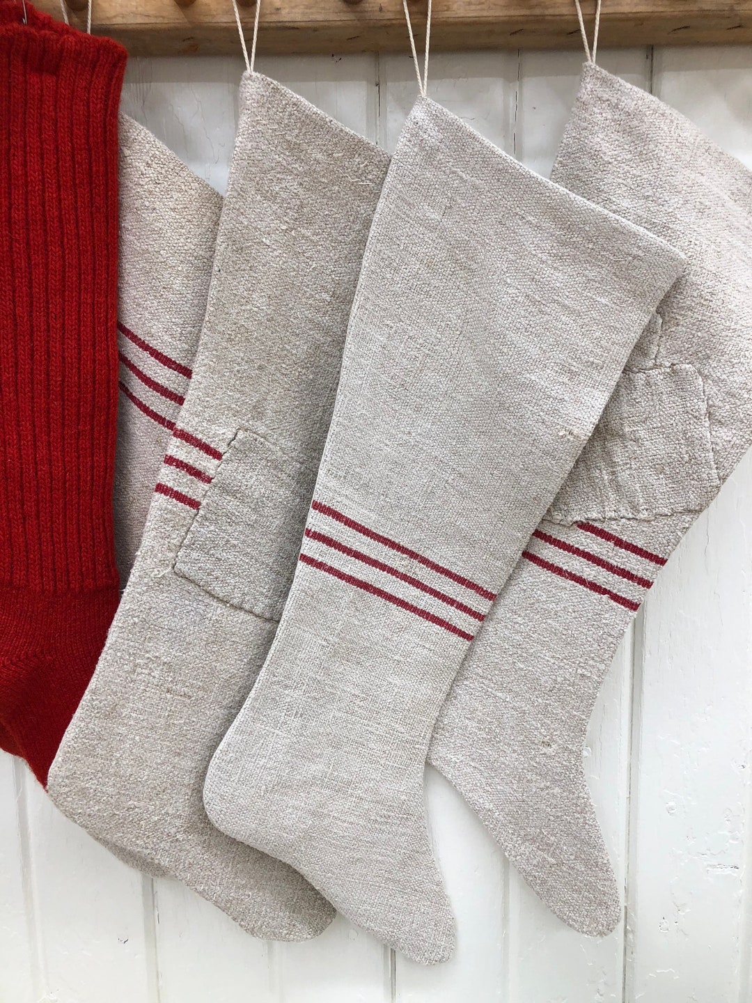 Antique Grainsack Stocking, Primitive, Farmhouse, Christmas, One of a ...