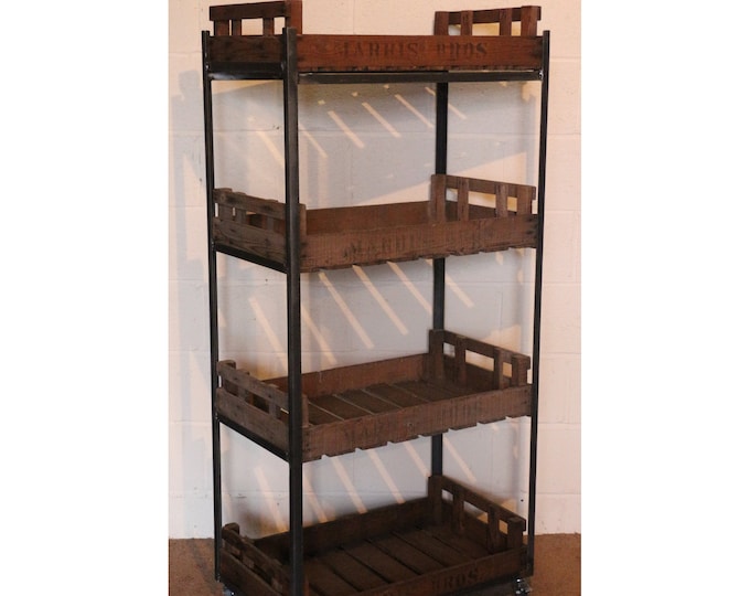 A Large Vintage Rustic Bakers Rack, Shop Display Stand, Storage Rack ...