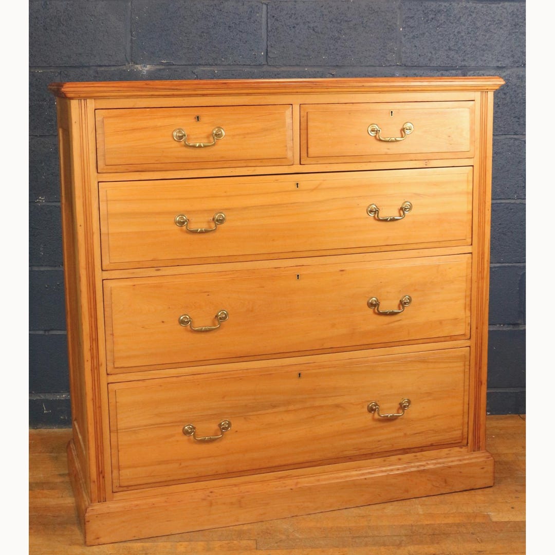 A Victorian Satinwood Two Over Three Chest of Graduated Drawers - Etsy