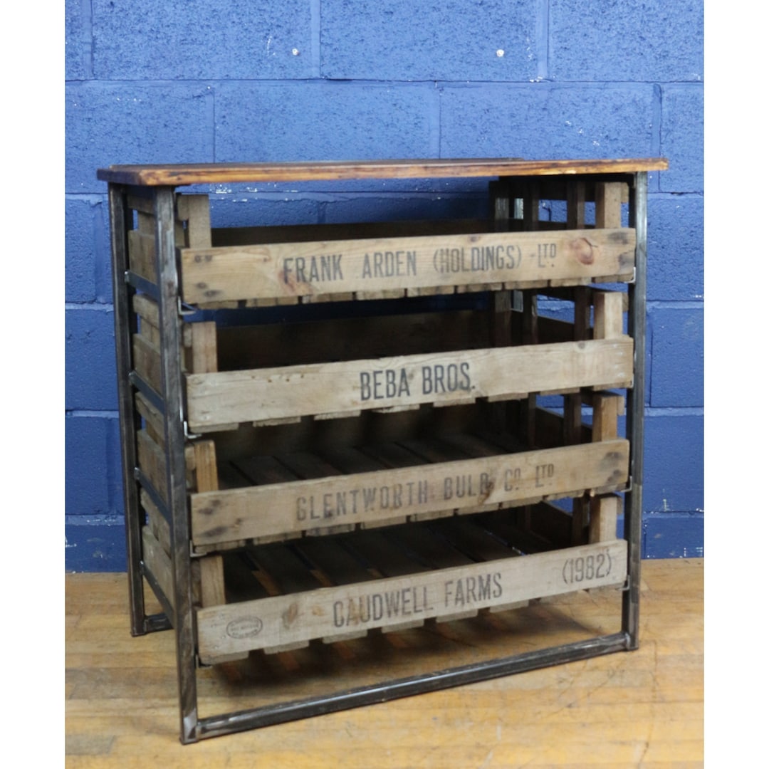 A Vintage Industrial Rustic 4 Drawer Chest, Set With Potato Chitting ...