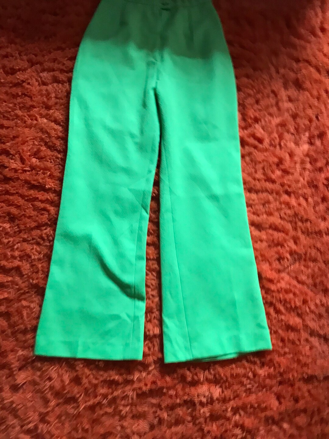 Amazing Vintage 1960s 1970s Bright Neon Green High Waisted Wide Leg ...