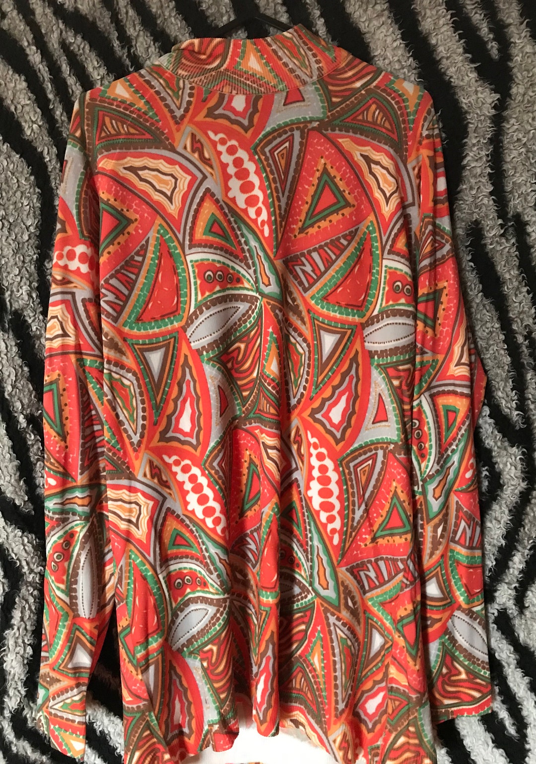 Great Vintage Original 1960s 1970s Mod Psych Op Art Print High Neck ...