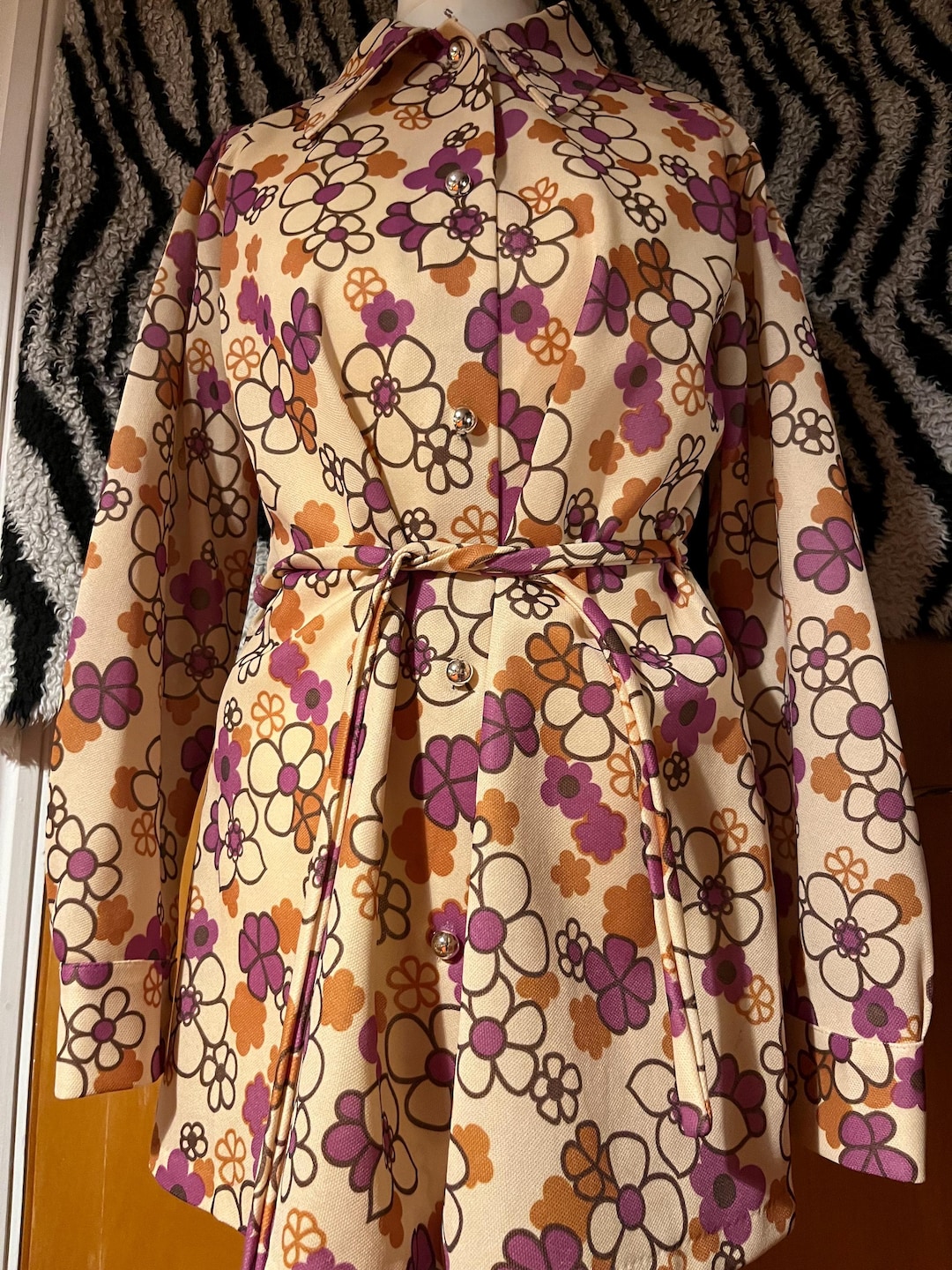 Beautiful Vintage Original 1960s 1970s Mod Psych Psychedelic Floral ...