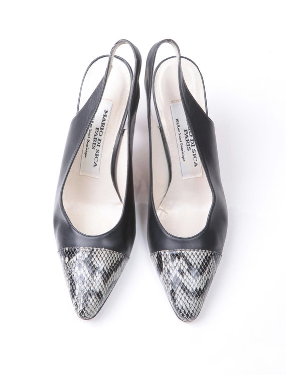 90s MARIO DI SICA Paris. Pumps in lambskin and python… - Gem