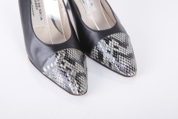 90s MARIO DI SICA Paris. Pumps in lambskin and python… - Gem
