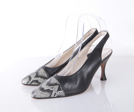90s MARIO DI SICA Paris. Pumps in lambskin and python… - Gem