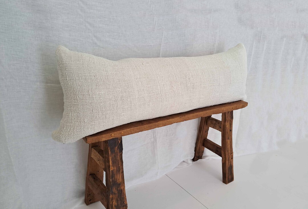 Handwoven Extra Long Lumbar Pillow, Raw Cotton Textured Weave - Etsy
