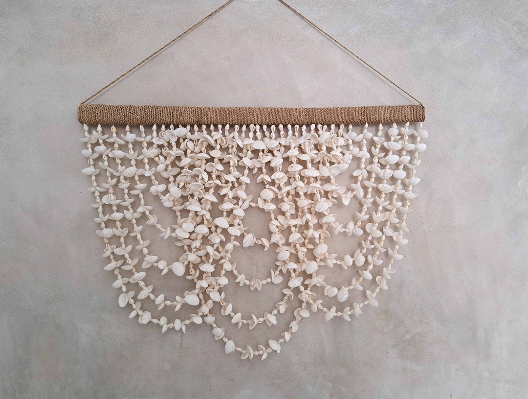 Bohemian Wall Hanging, Tapestry Hanging, Seashell Wall Decor, Coastal ...