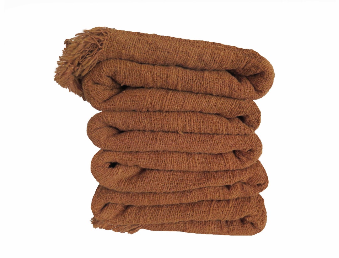 Handwoven Rust Throw Blanket, Couch Throw, Woven Blanket, Ethical ...
