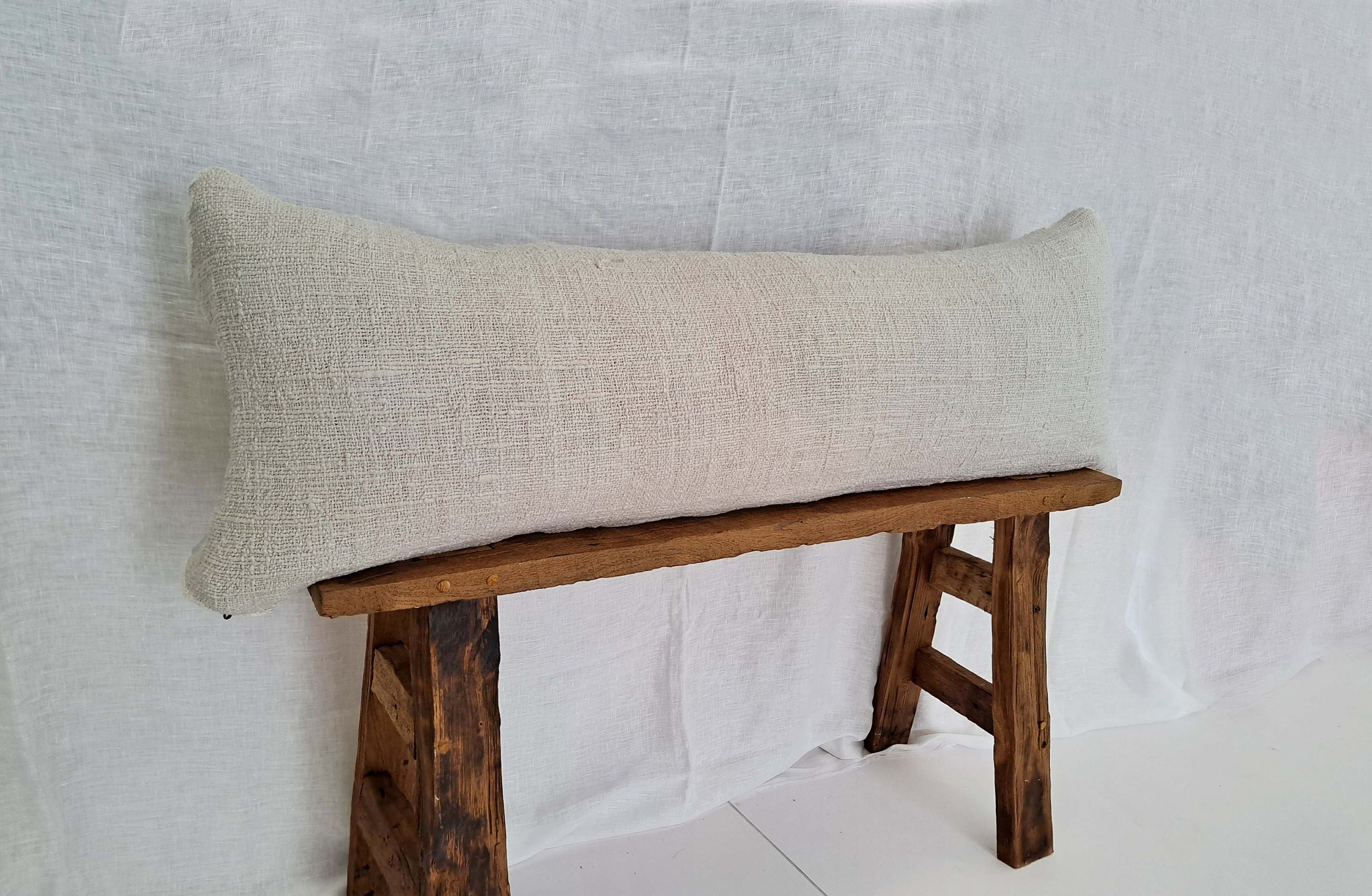 Long Decorative Pillow for Bed, Handwoven Extra Long Lumbar Pillow ...