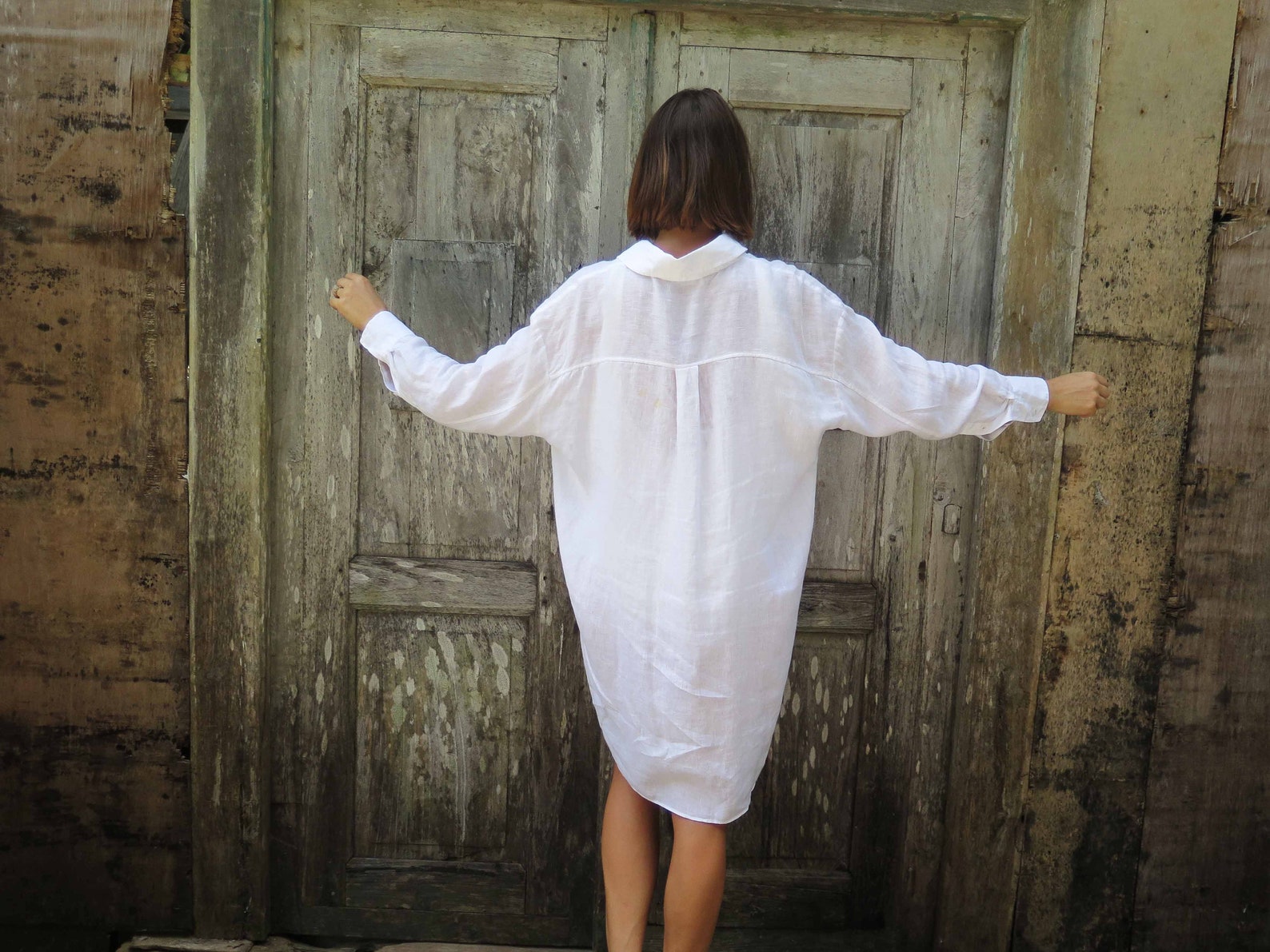 Linen Oversized Shirt Beach Cover Up Relaxed Linen Shirt - Etsy