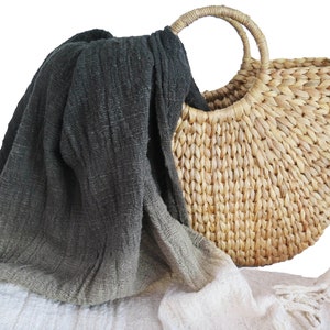 Black Ivory Olive Throw Blanket, Woven Blanket Hand Dyed, Ombre Daybed ...