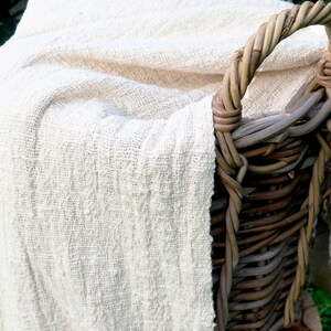 King Throw Blanket in Ivory, Handwoven Raw Organic Cotton Blanket ...